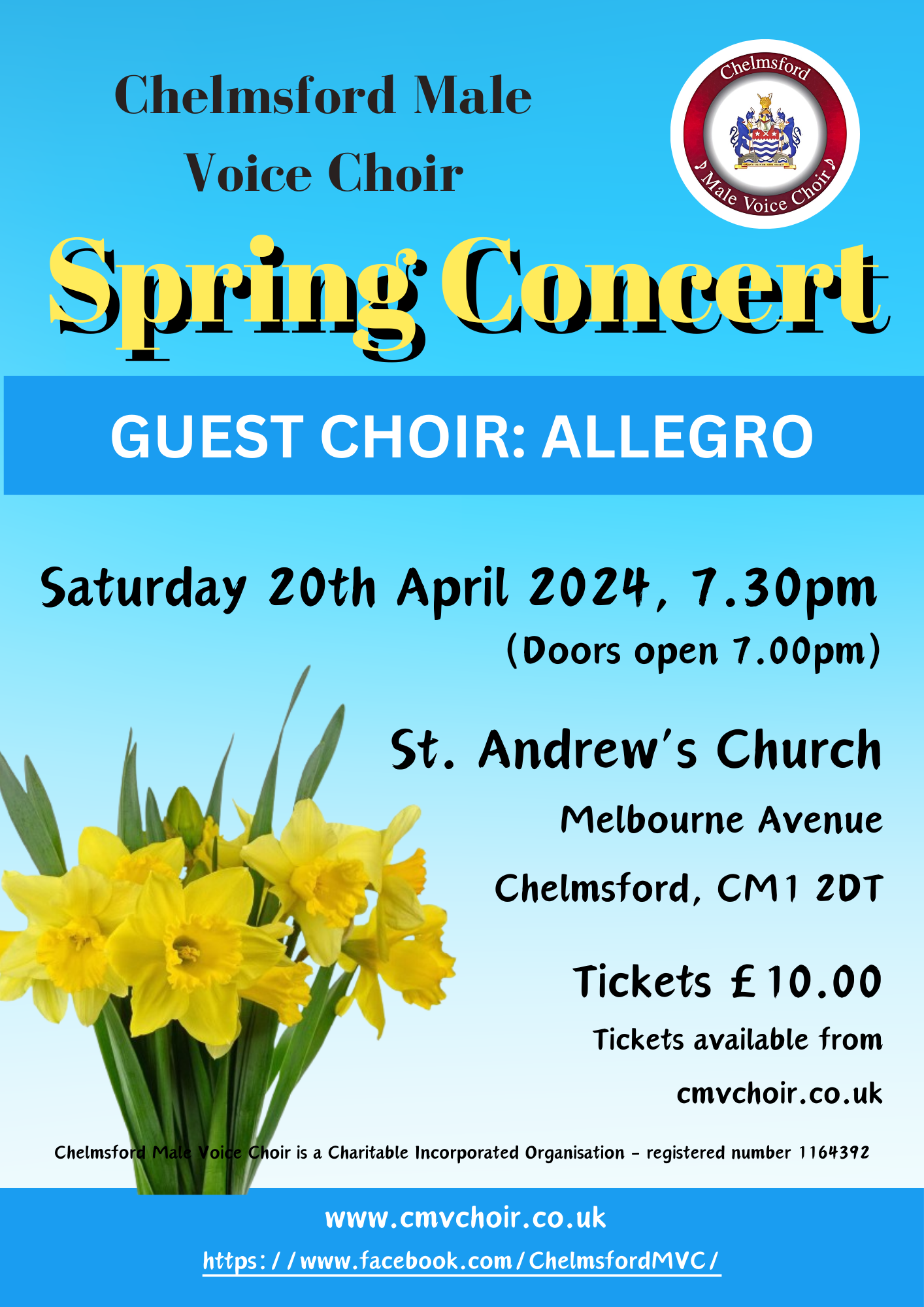 Chelmsford Male Voice Choir - 20/04/2024 7:30pm - Concert with Allegro ...